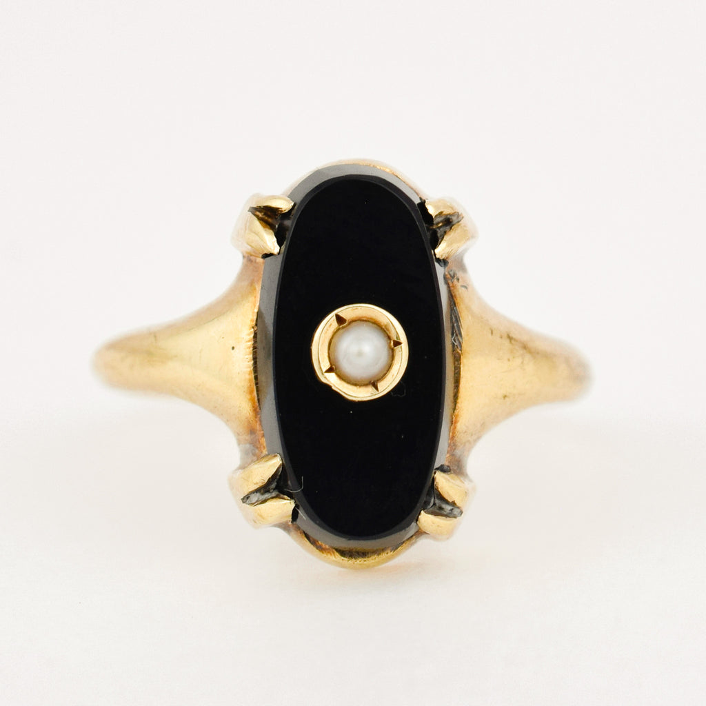 Onyx and Seed Pearl Pinkie Ring – Folklor