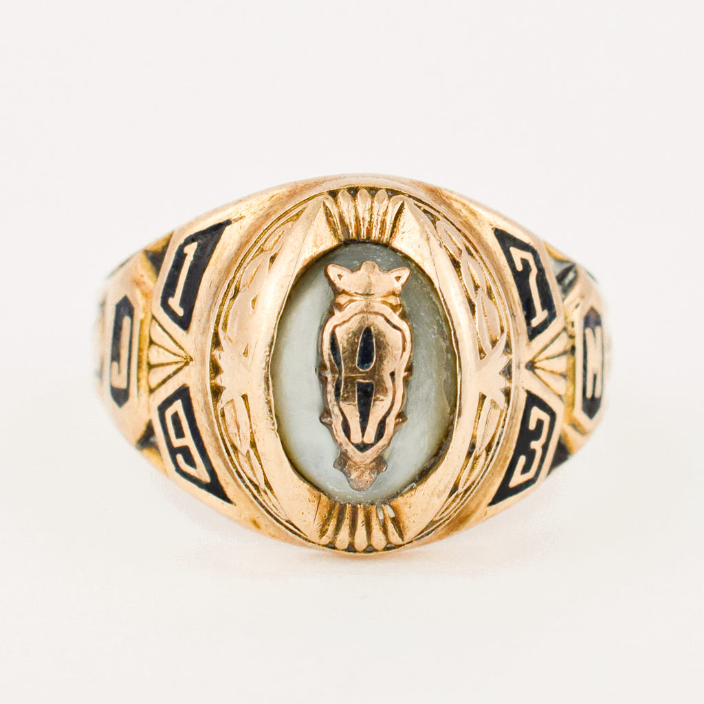 1973 'JM' Mother of Pearl Pinkie Ring – Folklor