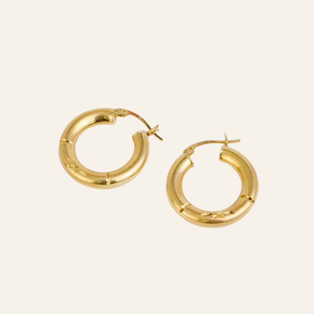 22mm Star Etched Hoops – Folklor